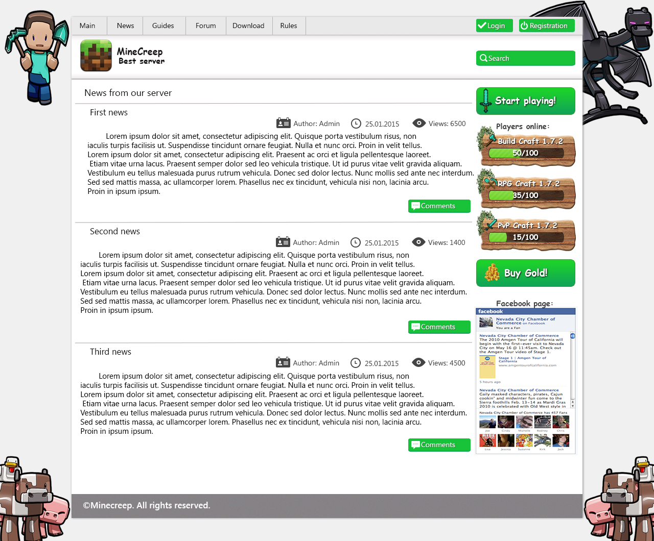 PSD Template of Minecraft site - Art Shops - Shops and Requests - Show ...